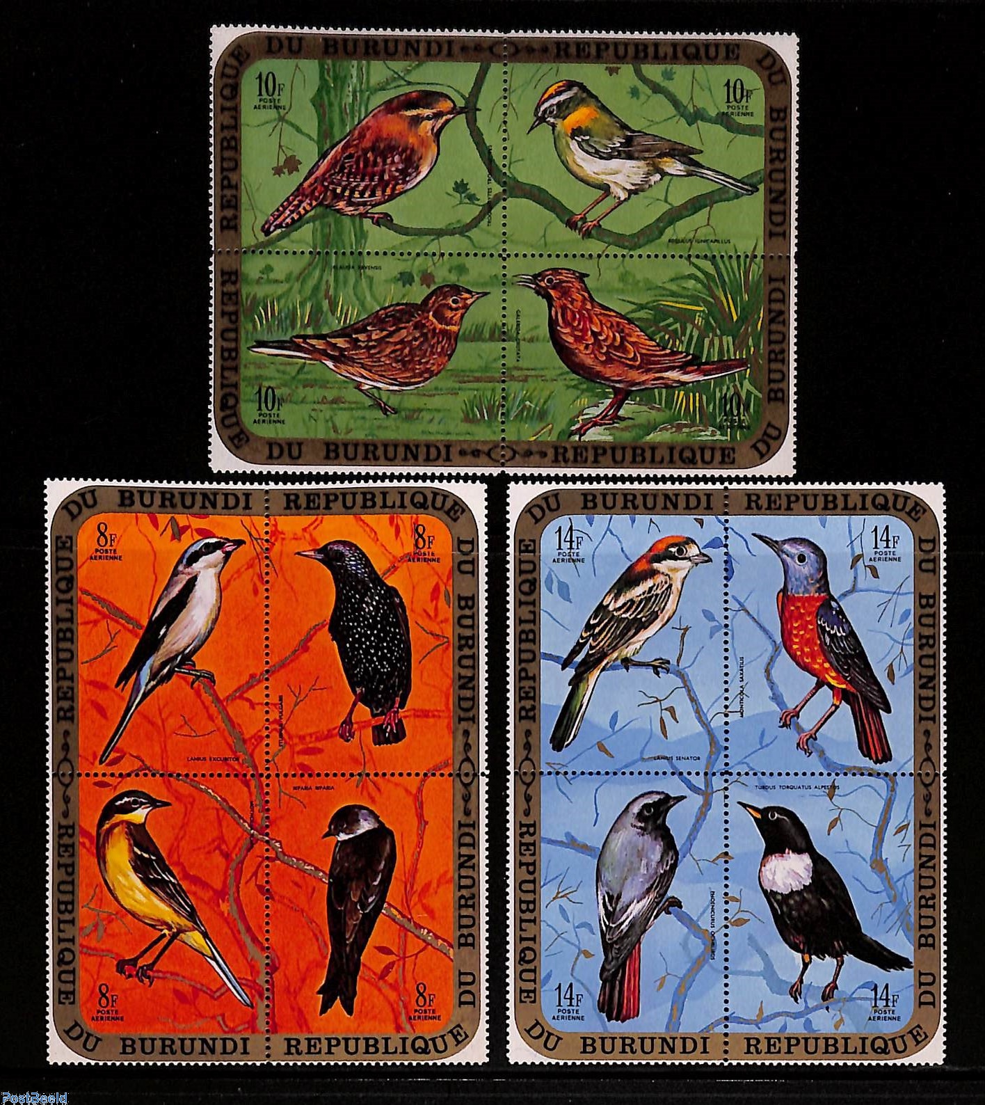 Stamp 1970, Burundi Birds 3x4v [:::] (only high values), 1970 ...