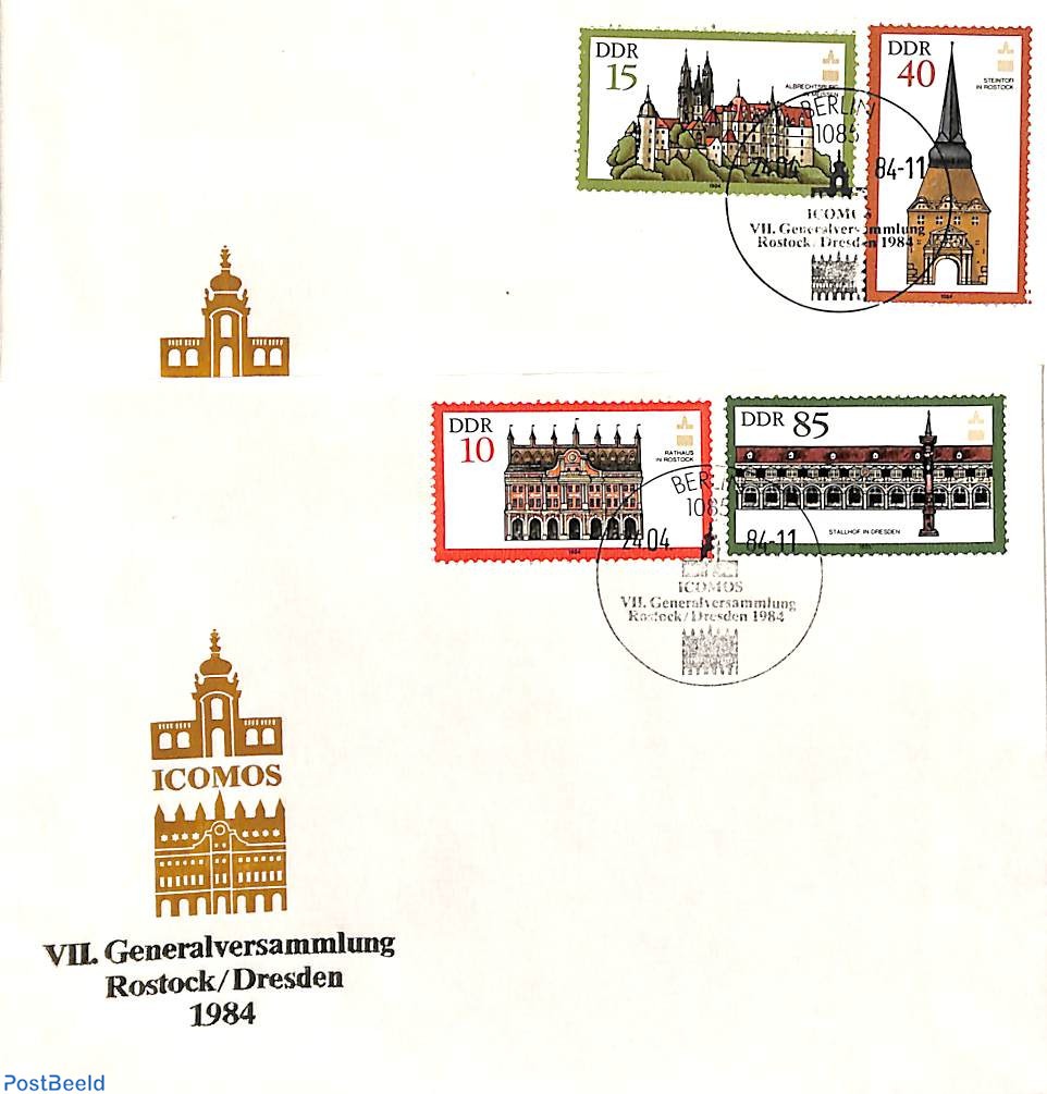 Stamp 1984, Germany, DDR ICOMOS, architectural monuments 4v, 1984 ...