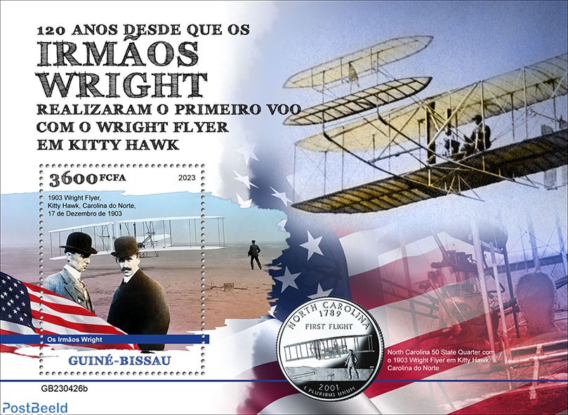 Stamp 2023, Guinea Bissau 120 years since the Wright Brothers made the ...