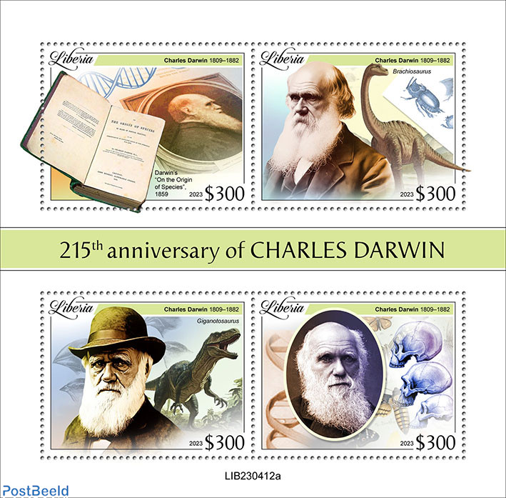 Stamp 2023, Liberia 215th anniversary of CHARLES DARWIN, 2023 ...