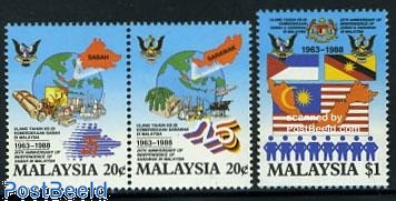 Stamp 1988, Malaysia Sabah/Sarawak 3v (1v+[:]), 1988 - Collecting ...