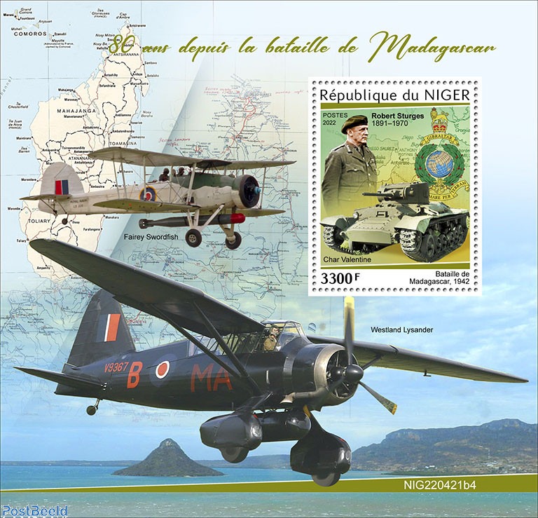 Stamp 2022, Niger 80 years since the battle of Madagascar, 2022 ...