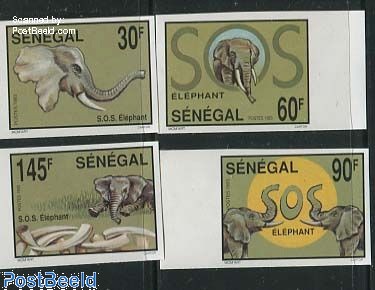 Stamp 1994, Senegal Elephants 4v, imperforated, 1994 - Collecting ...