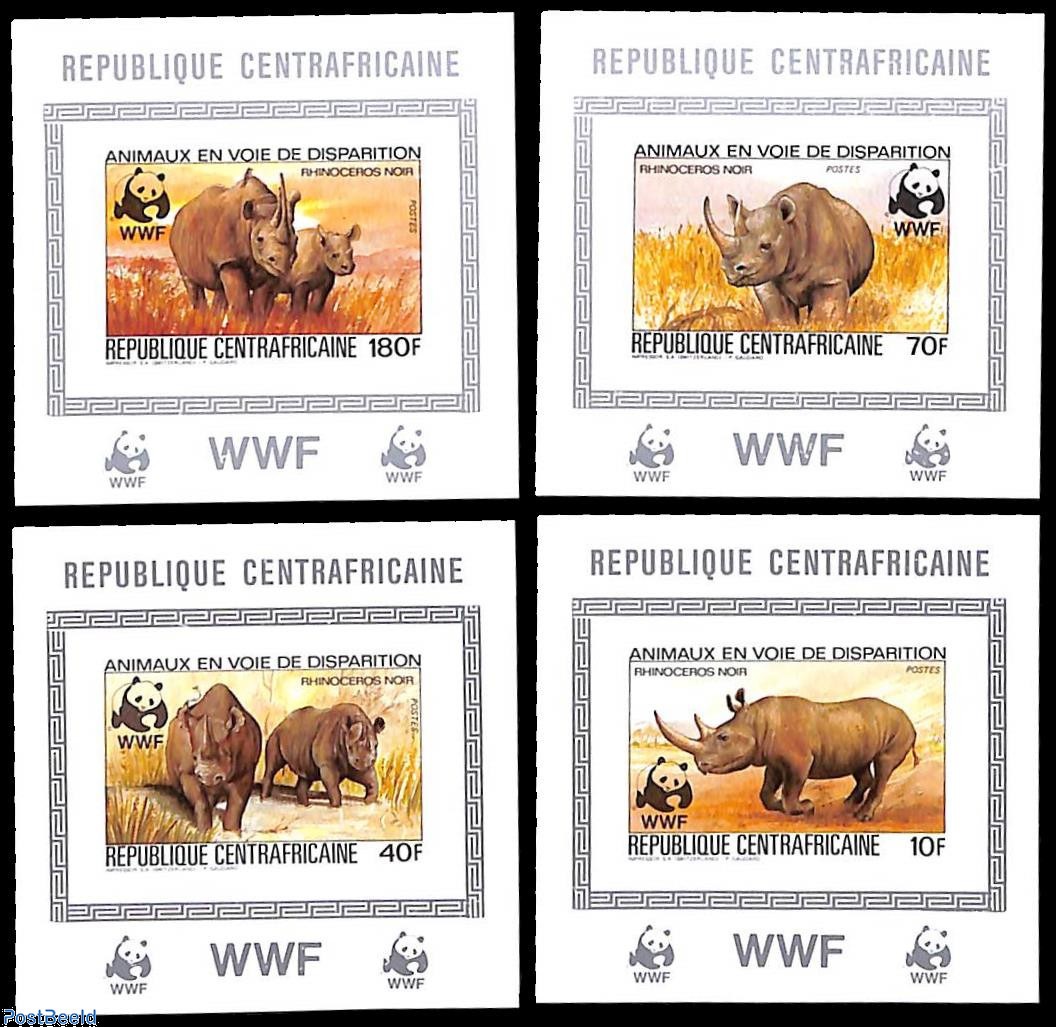 Stamp 1983, Central Africa WWF, Rhino 4 s/s, imperforated, 1983 ...