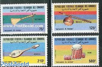 Stamp 1986, Comoros Music instruments 4v, 1986 - Collecting Stamps ...